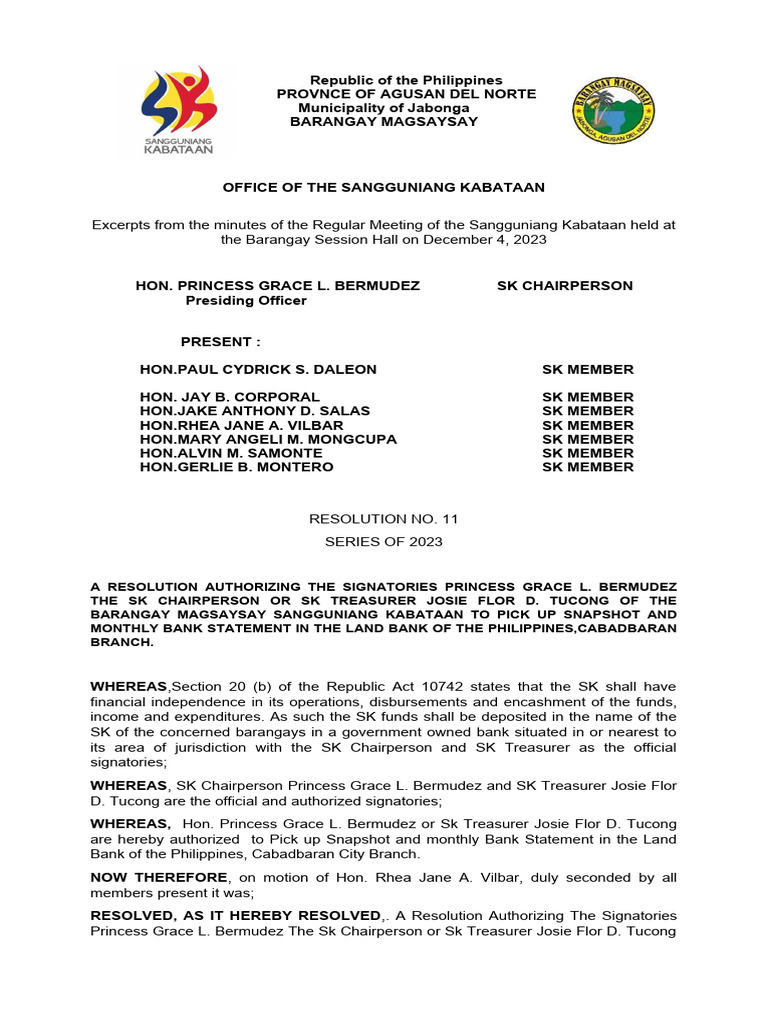 SK Resolution for Landbank Snapshot Access | PDF | Government