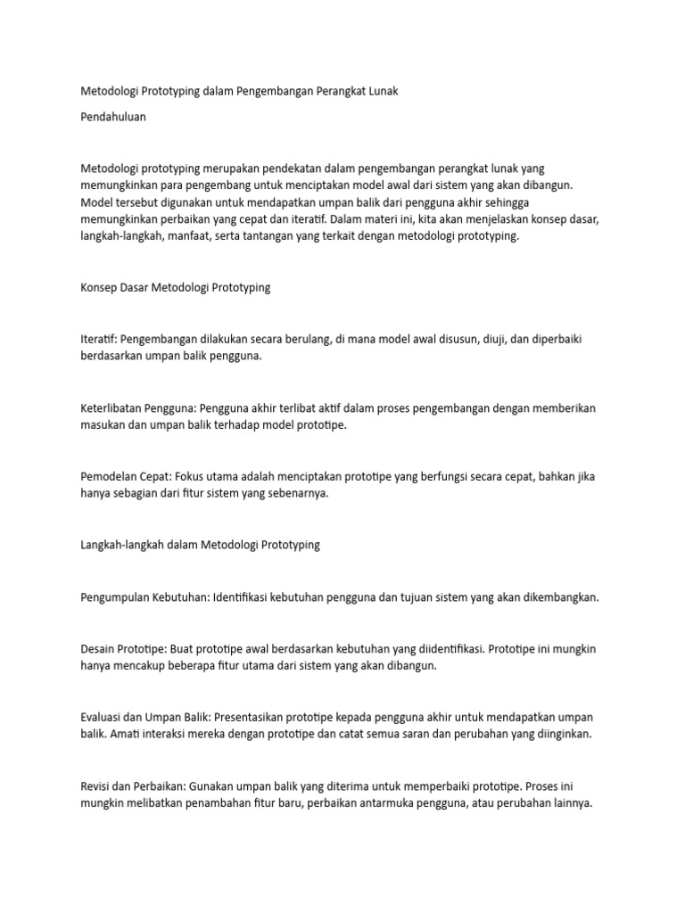 Metodologi Prototyping Perangkat Lunak | PDF