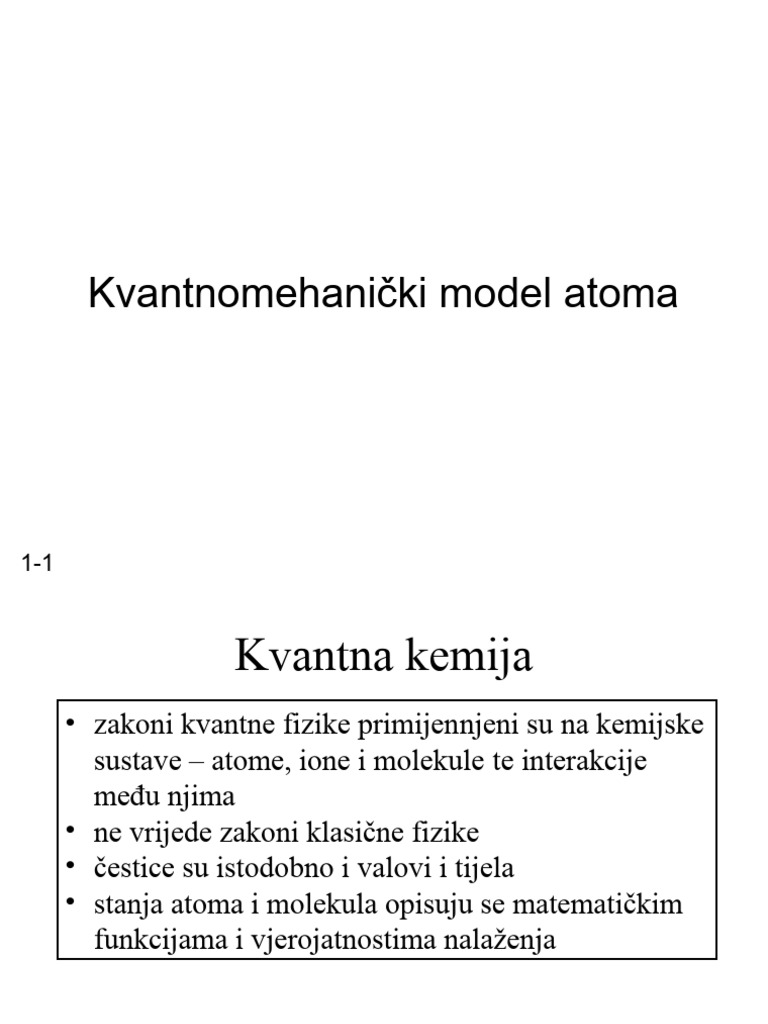 Kvantnomehanički Model Atoma | PDF