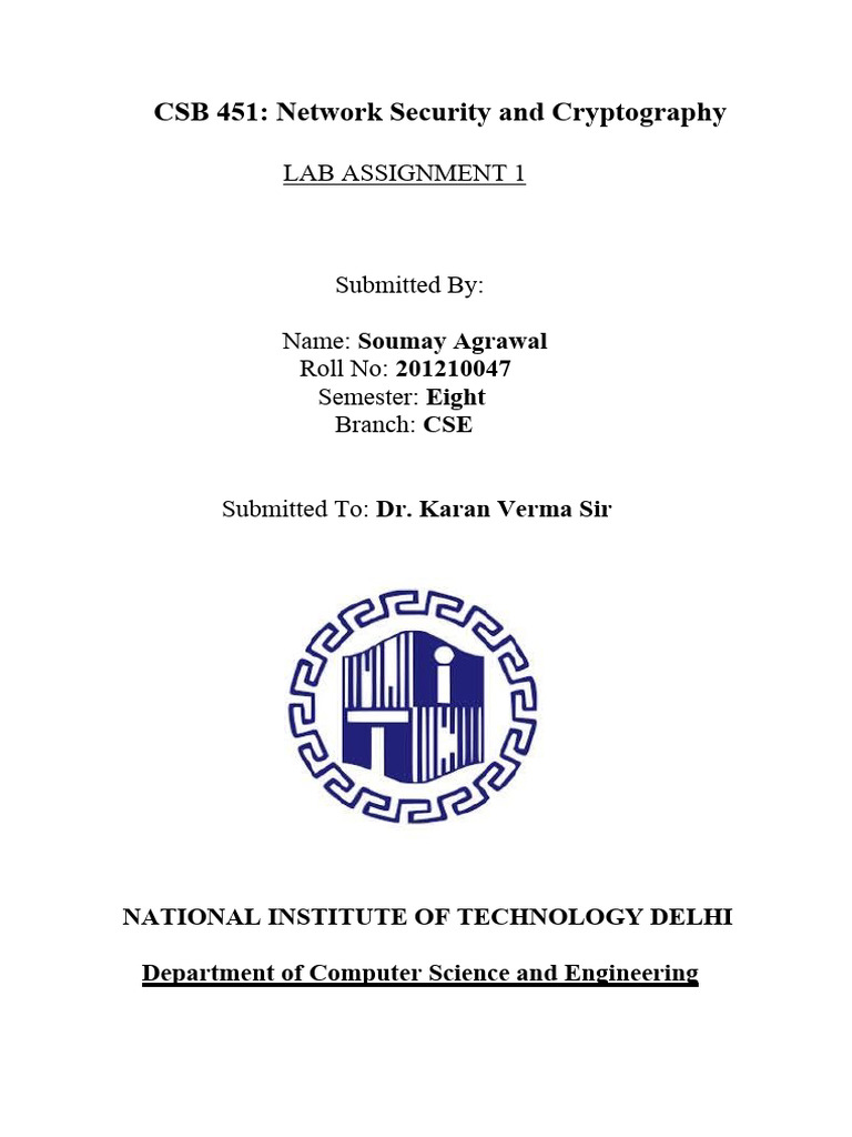 Lab - 1 - Network Security and Cryptography | PDF | Security | Computer Security