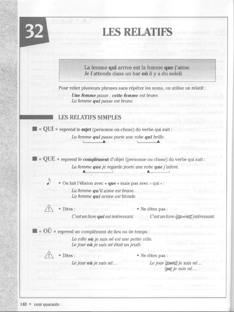 Les pronoms relatifs (1. simples) | PDF