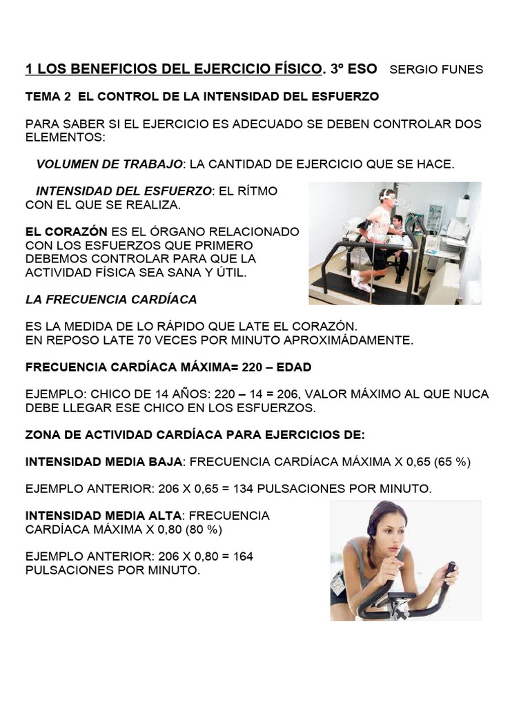 1 Los Beneficios Del Ejercicio Físico. 3º Eso | PDF