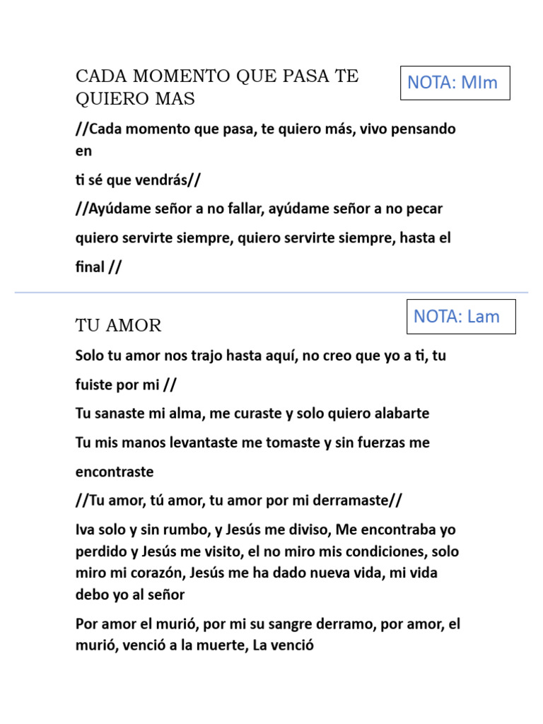 Cada Momento Que Pasa Te Quiero Mas | PDF