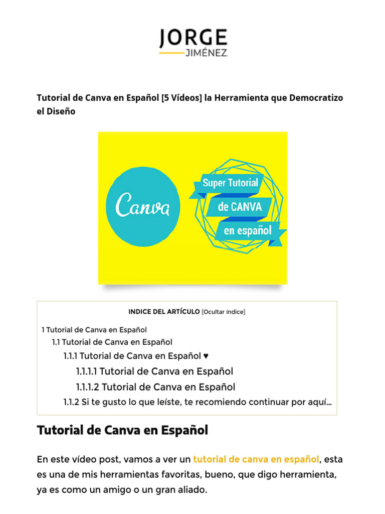 Completo Tutorial de Canva en Español | PDF | Youtube | Blog