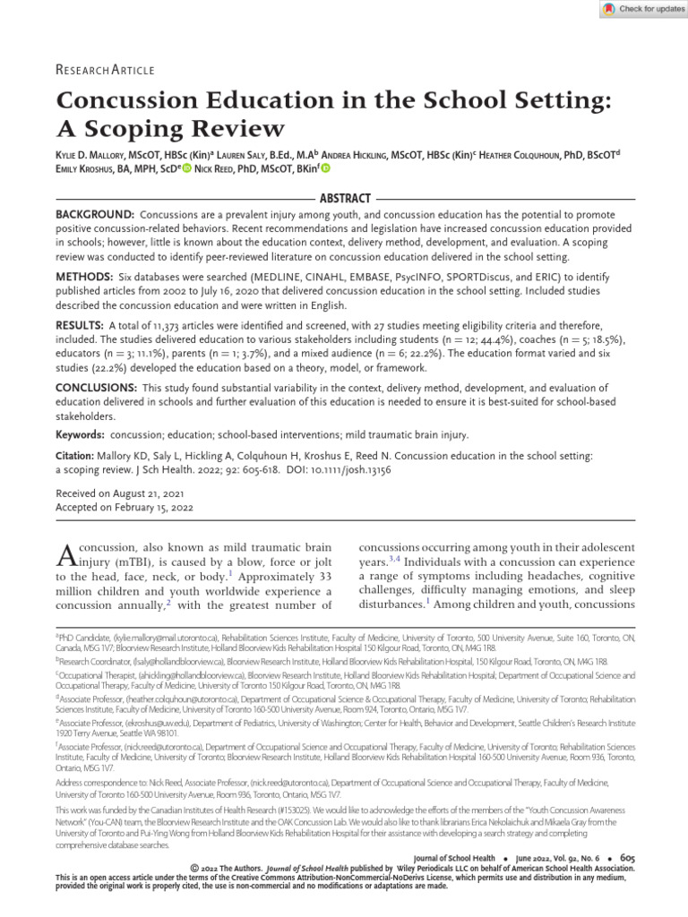 Concunsion Education | PDF | Concussion | Systematic Review