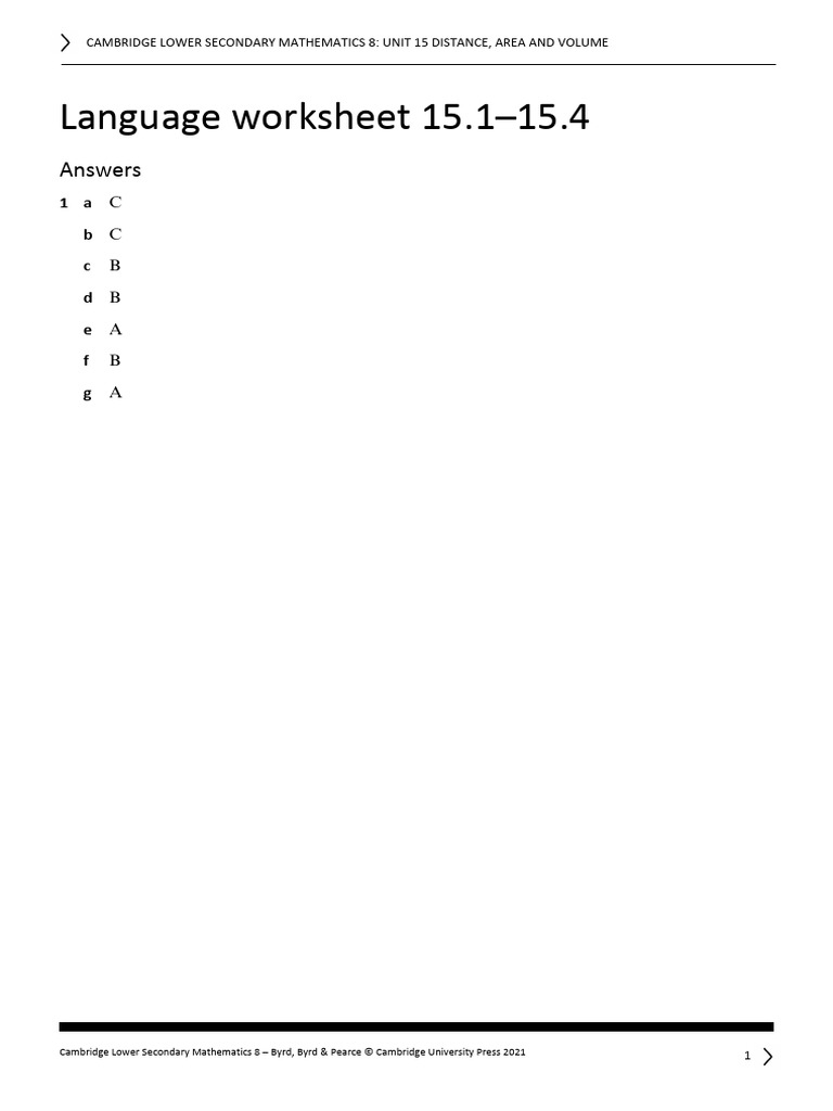 Unit 15 Worksheet 15.1-15.4 Answers | PDF