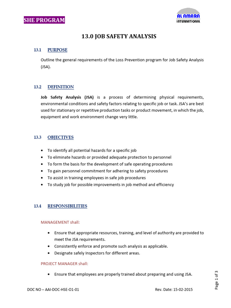 Job Safety Analysis Guidelines | PDF | Workplace | Safety