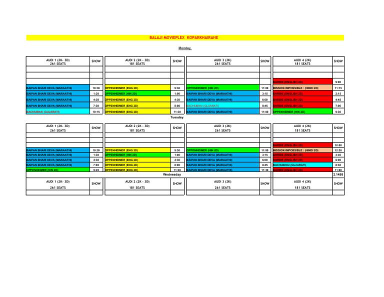 Balaji Movieplex Mon To Thursday | PDF