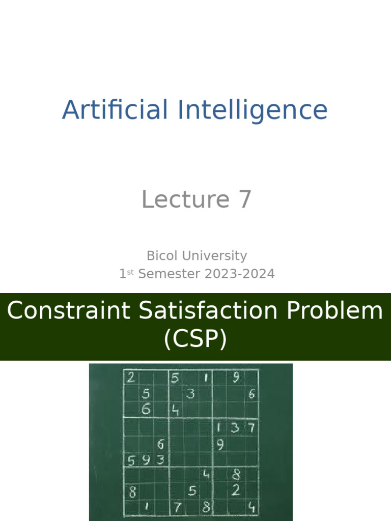 Ai Lecture 7 Constraint Satisfaction Problems Pdf Computer Programming Mathematics