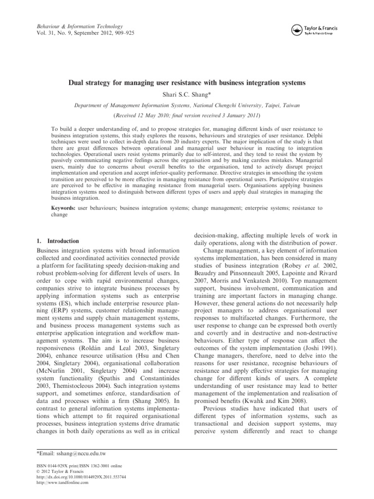 #7 Shang 2012-Dual Strategy For Managing | PDF | Enterprise Resource ...