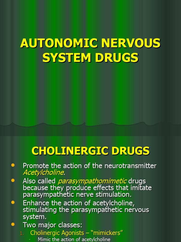 Autonomics and CNS Plus | PDF | Acetylcholine | Norepinephrine
