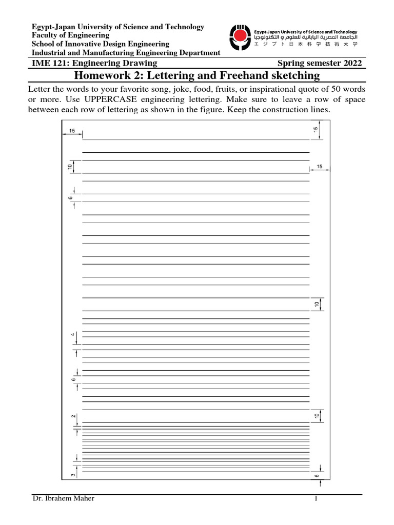 Homework 2 Lettering and Technical Sketching | PDF