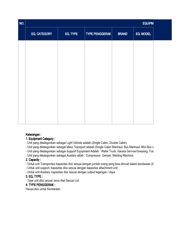 Format Data Detail Equipment | PDF