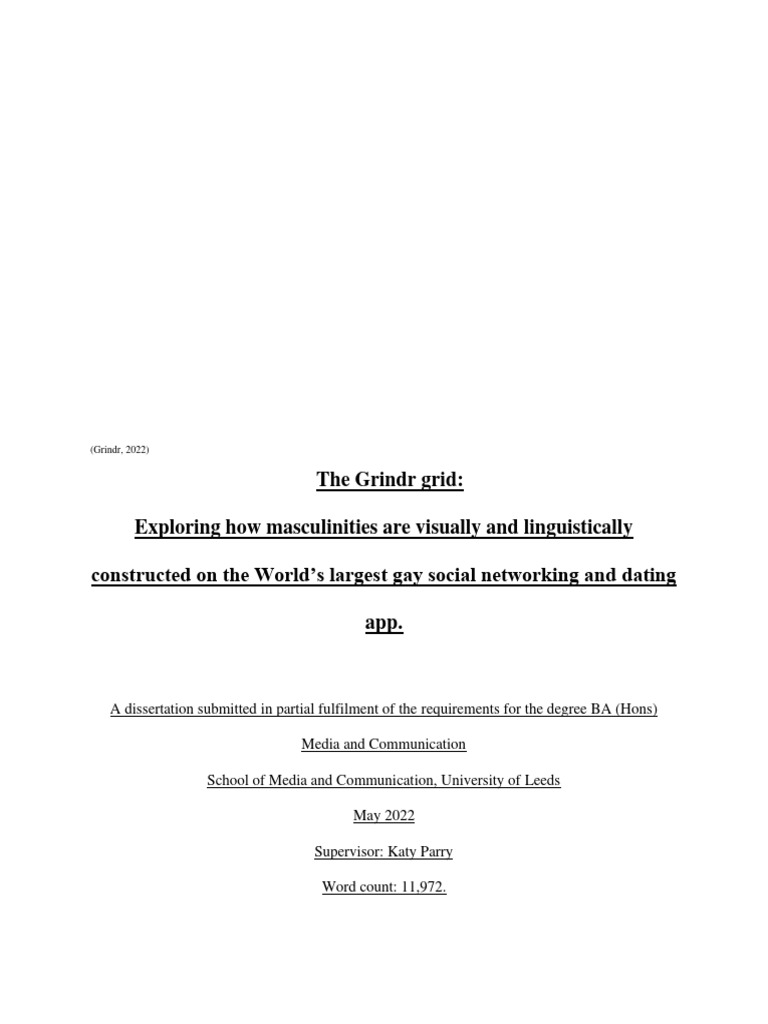 The Grindr Grid Gabriel Mcstravick | PDF | Masculinity | Homosexuality