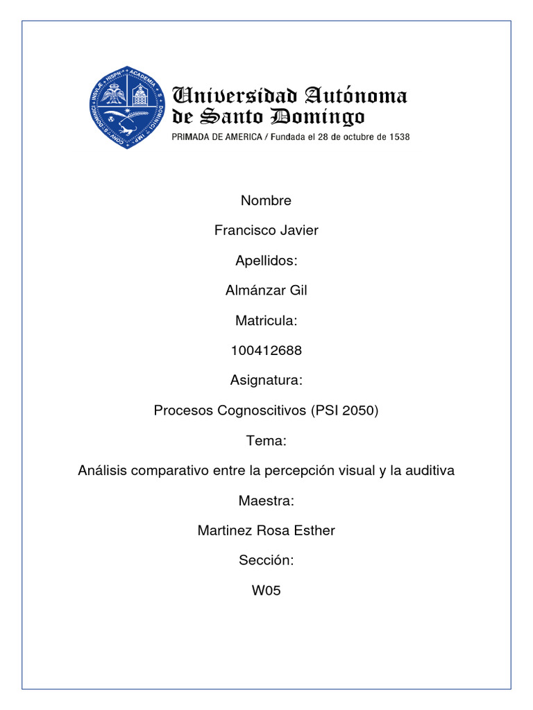 Análisis Comparativo Entre La Percepción Visual y La Auditiva | PDF | Percepción | Percepción visual