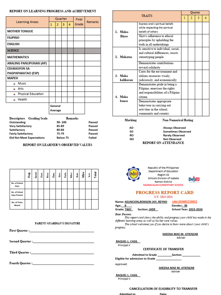 Report On Learning Progress and Achievement | PDF | Behavioural Sciences
