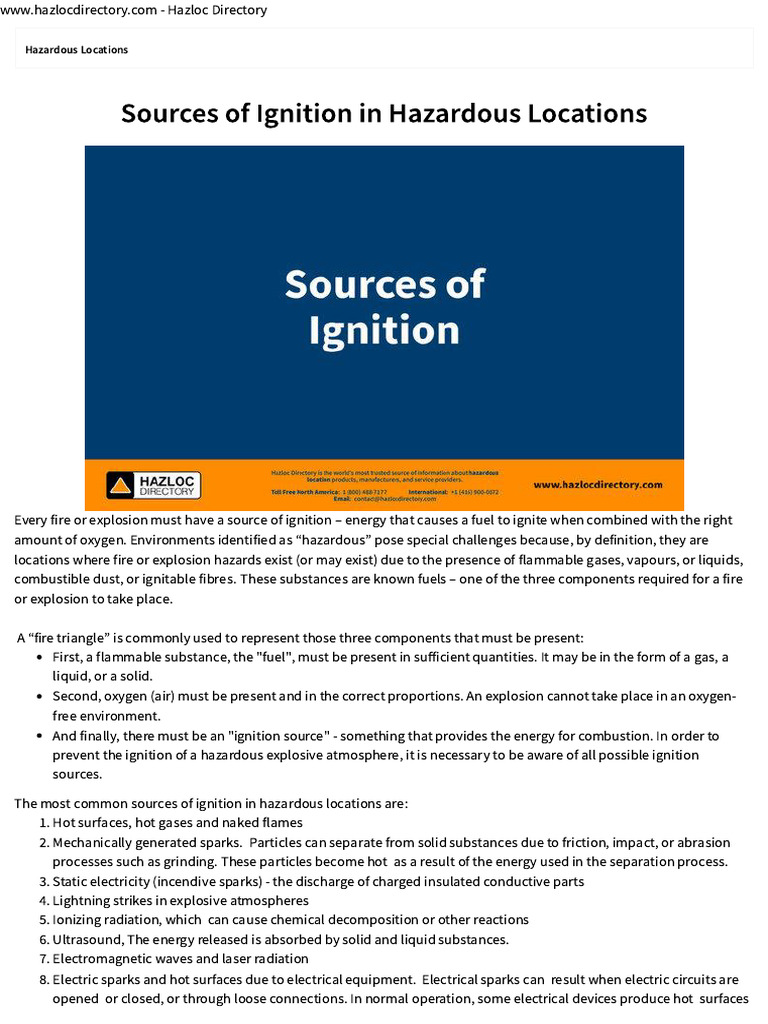 Sources of Ignition in Hazardous Locations | PDF