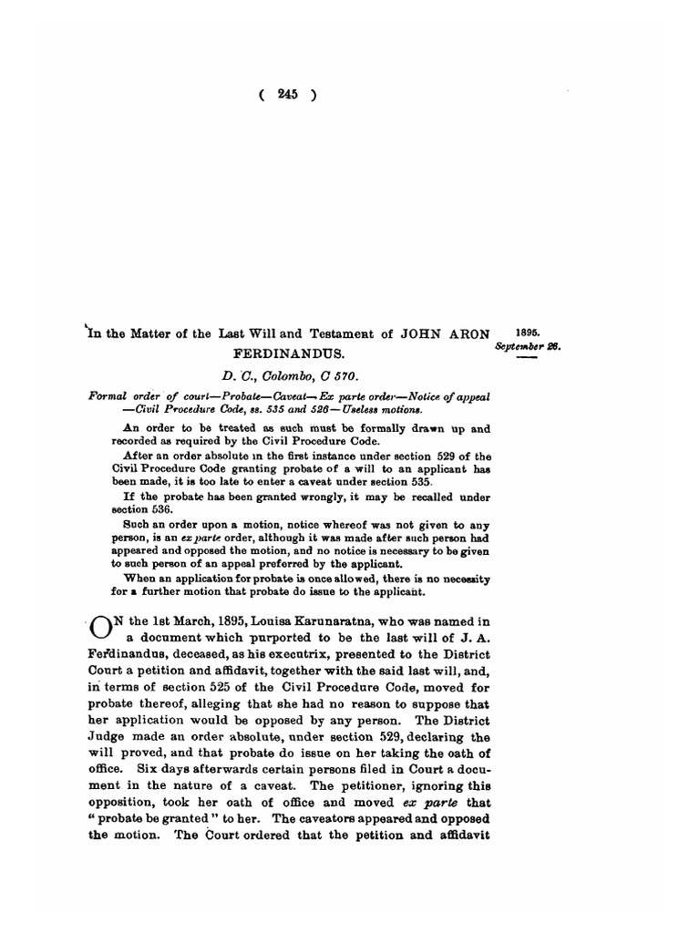 NLR V 01 in The Matter of The Last Will and Testament of JOHN ARON ...
