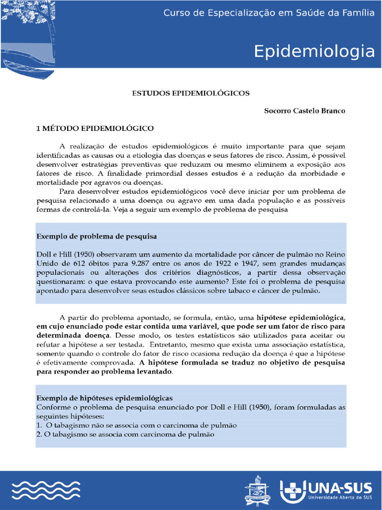 Tipos e Variáveis em Estudos Epidemiológicos | PDF | Fator de risco ...