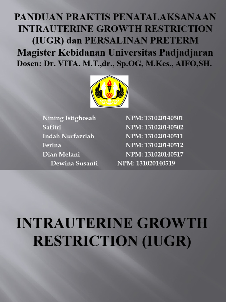 Panduan Praktis Penatalaksanaan Intrauterine Growth Restriction (IUGR | PDF