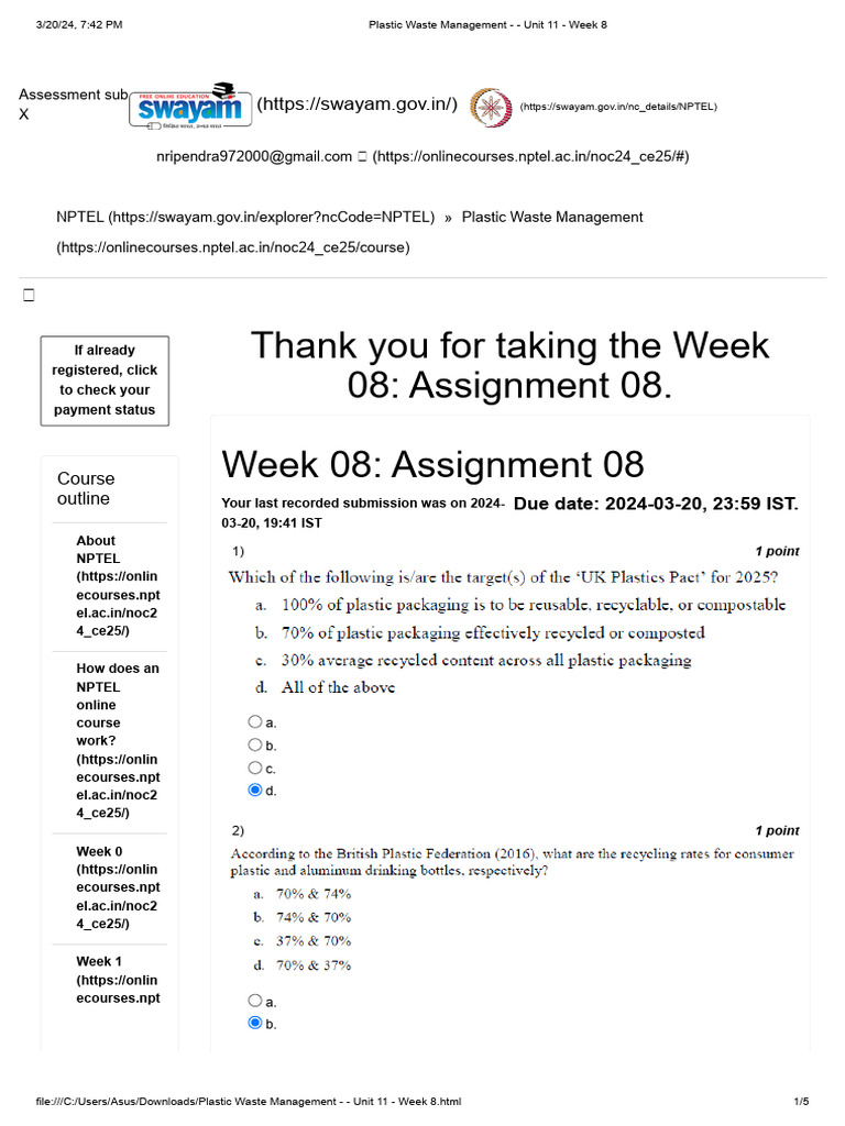 Plastic Waste Management Week 8 Guide | PDF | Economy And The ...