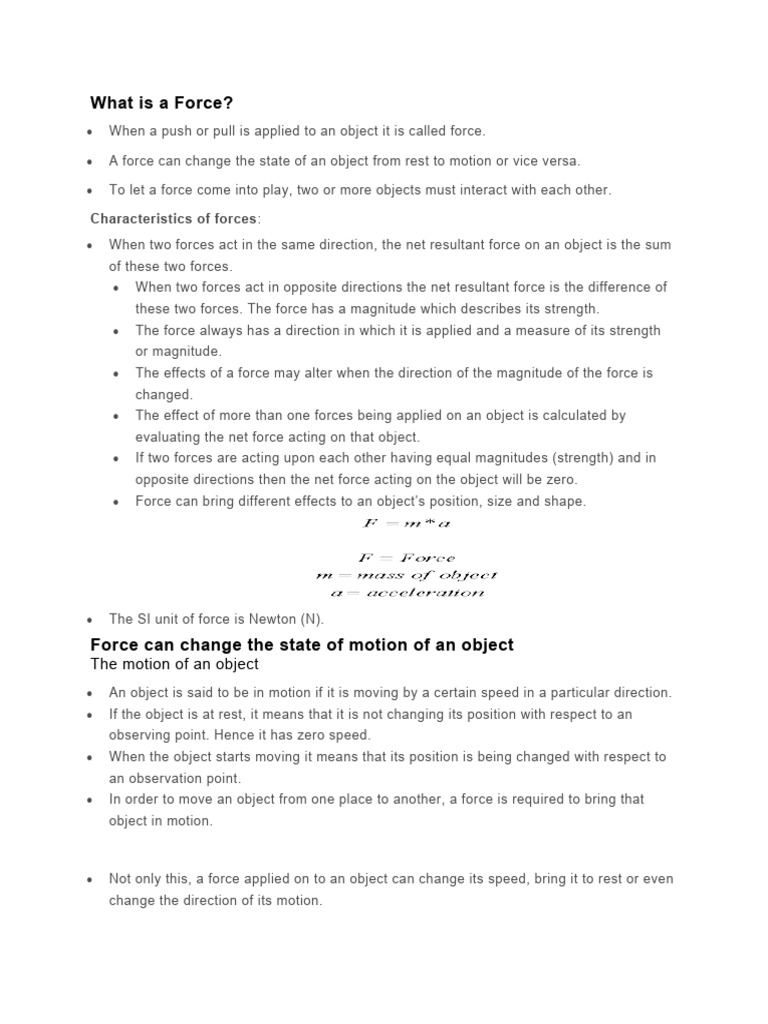 Class-8 Force and Pressure | PDF | Force | Pressure