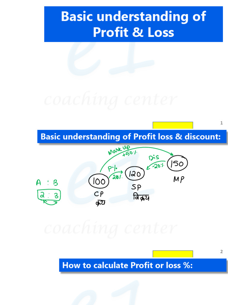 Profit and Loss Calculation Guide | PDF | Percentage | Prices