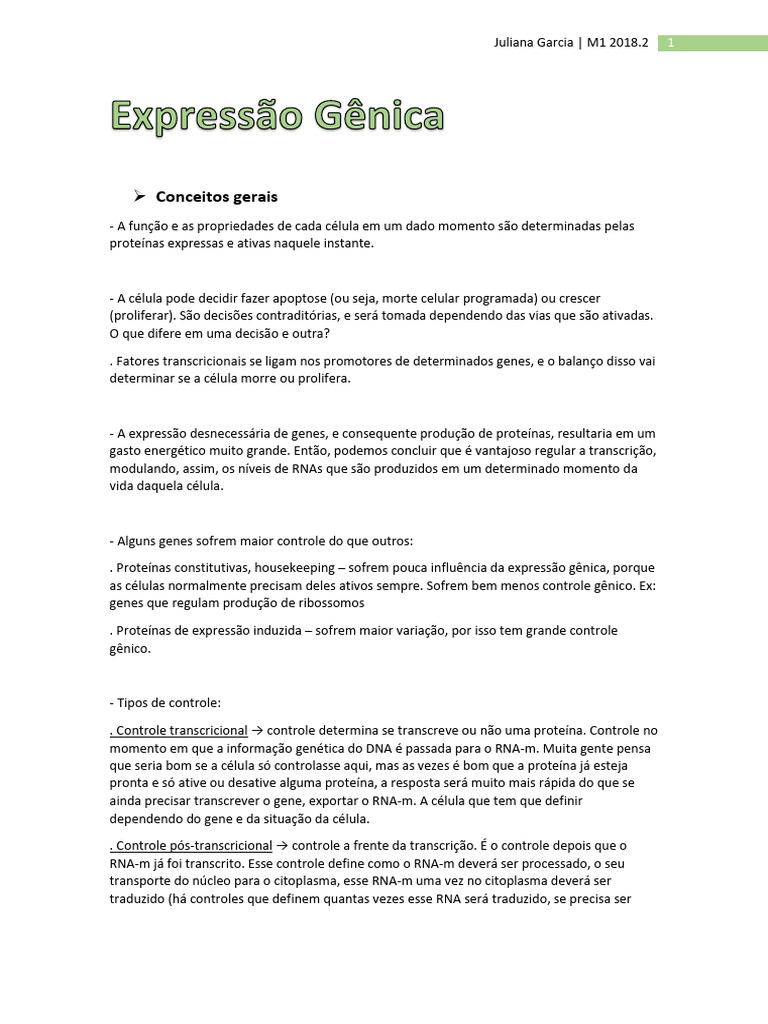 Expressão Gênica | PDF | Gene | Expressão genética