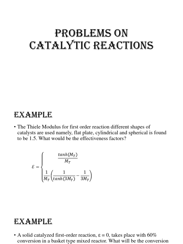 Problems & Solutions On Catalytic Reactions | PDF