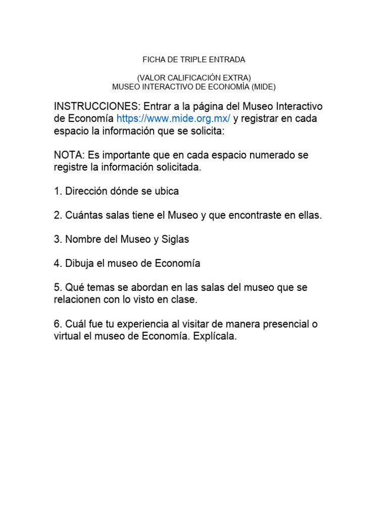 Ficha de Triple Entrada | PDF