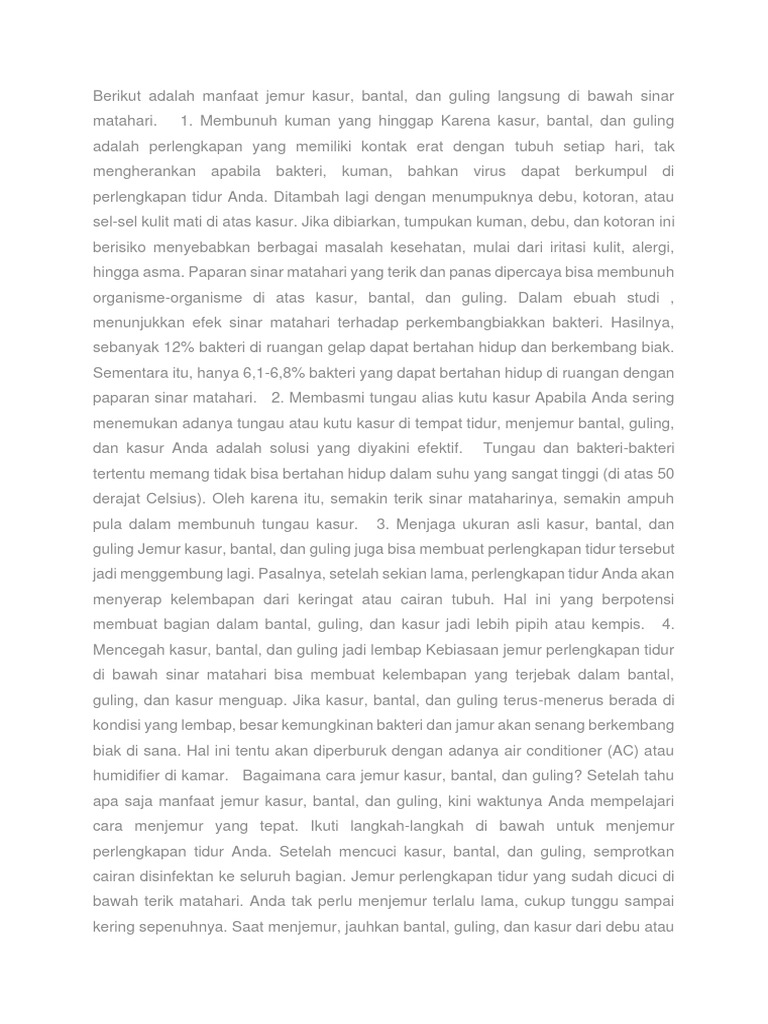 Manfaat Jemur Kasur | PDF