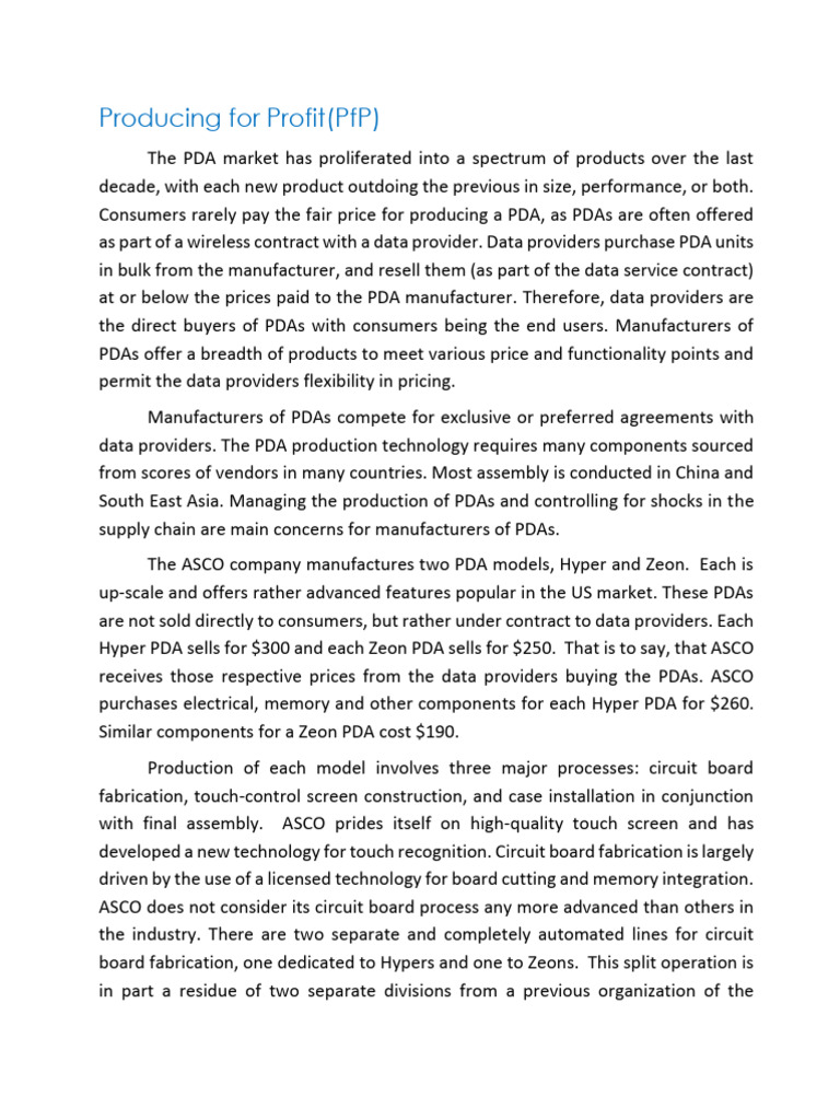 PDA Production Strategy Analysis | PDF | Personal Digital Assistant ...
