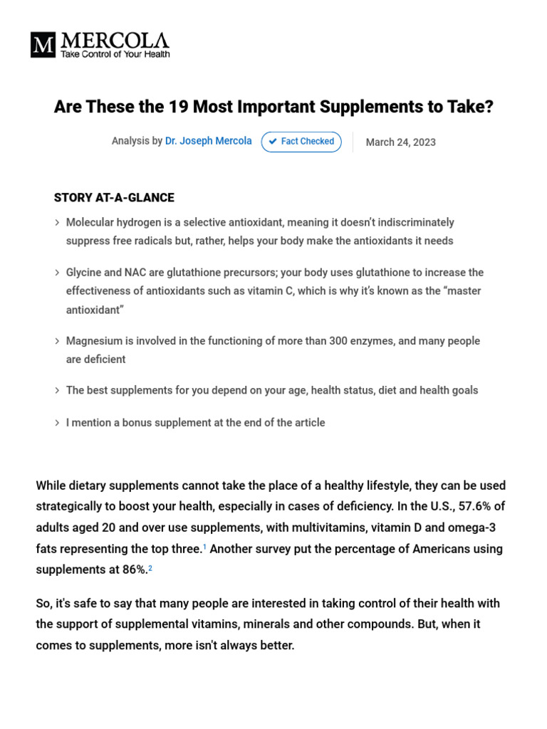 Are These The 19 Most Important Supplements To Take | Download Free PDF ...