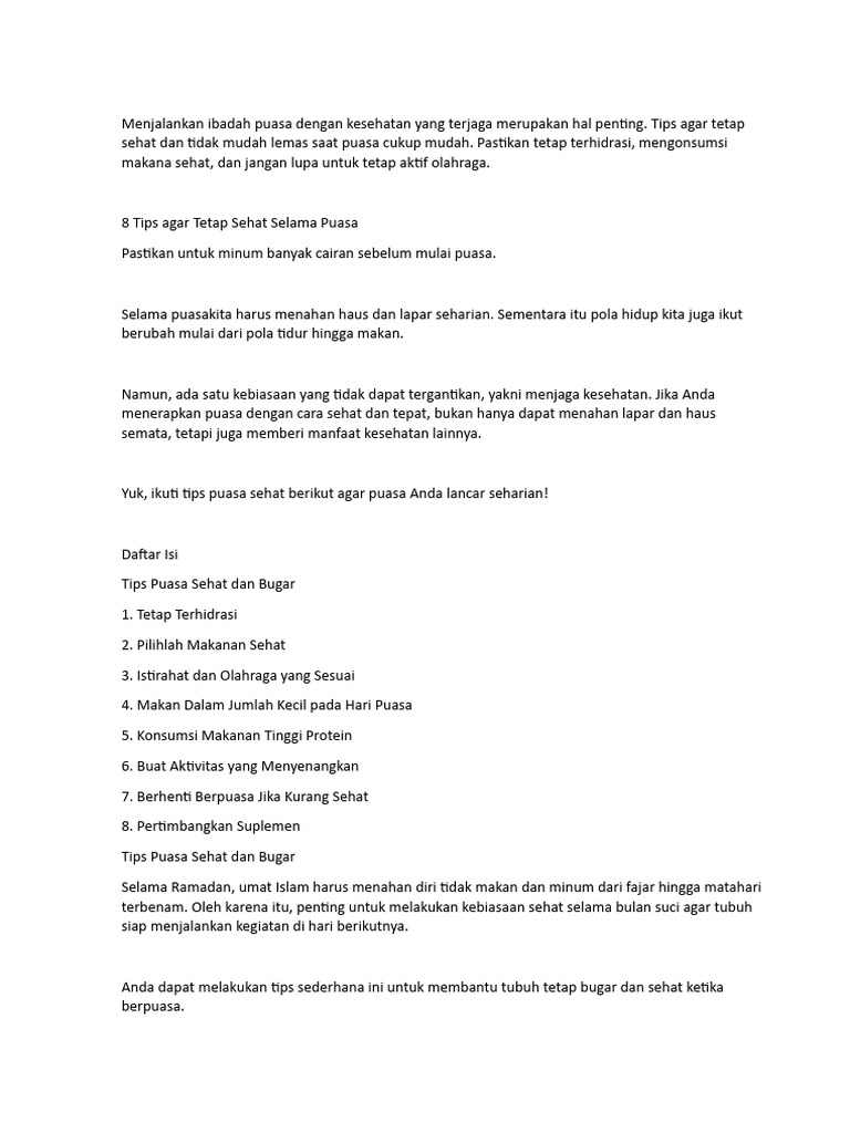 Tips Sehat Bugar | PDF | Pengembangan Diri | Kesehatan Holistik