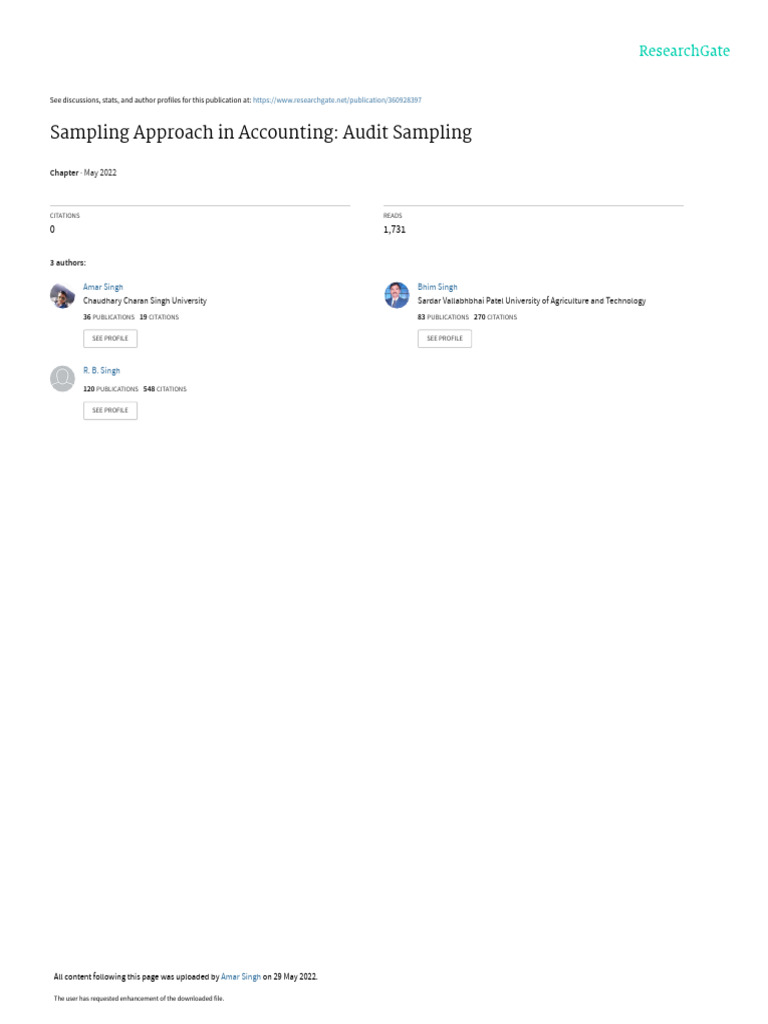 SAMPLINGAPPROACHINACCOUNTING | PDF | Sampling (Statistics) | Audit