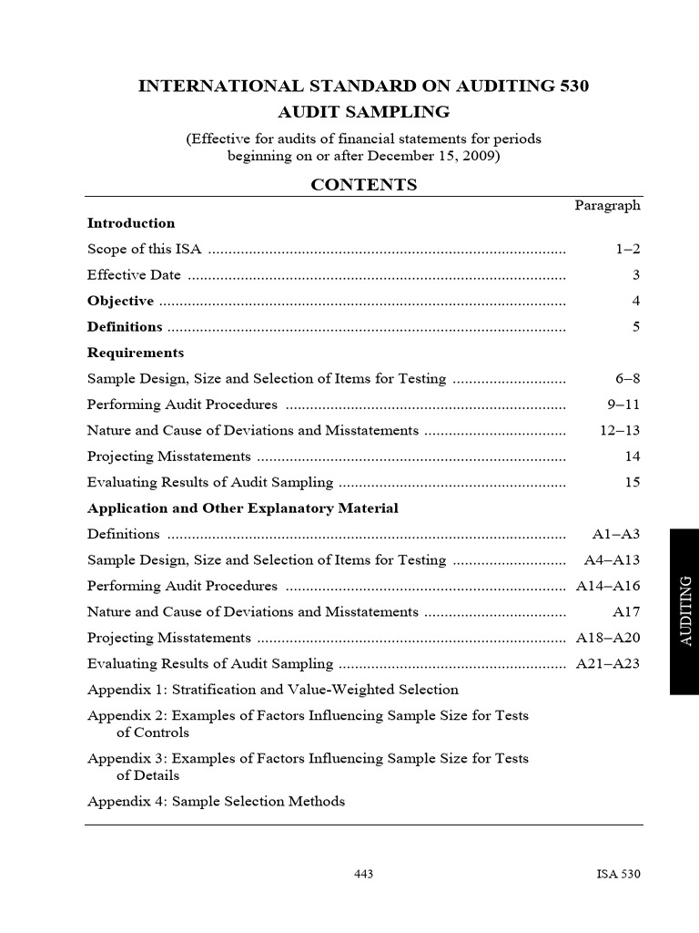 Handbook ISA 530 | PDF | Audit | Sampling (Statistics)