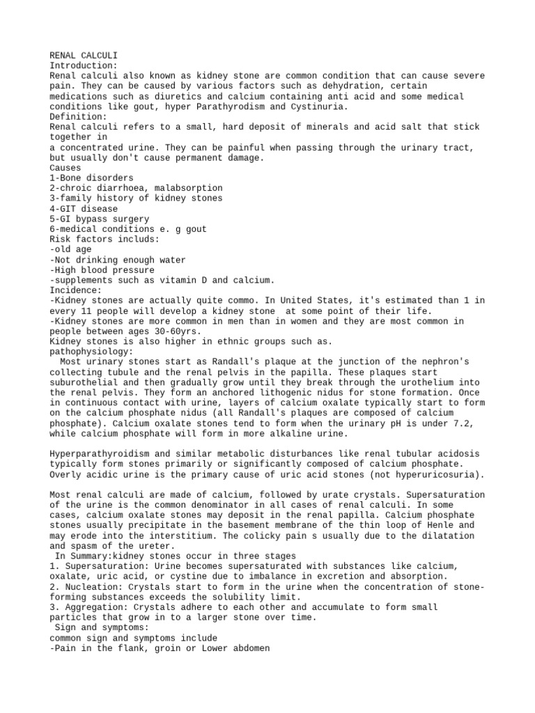 Renal Calculi | Download Free PDF | Medical Specialties | Clinical Medicine