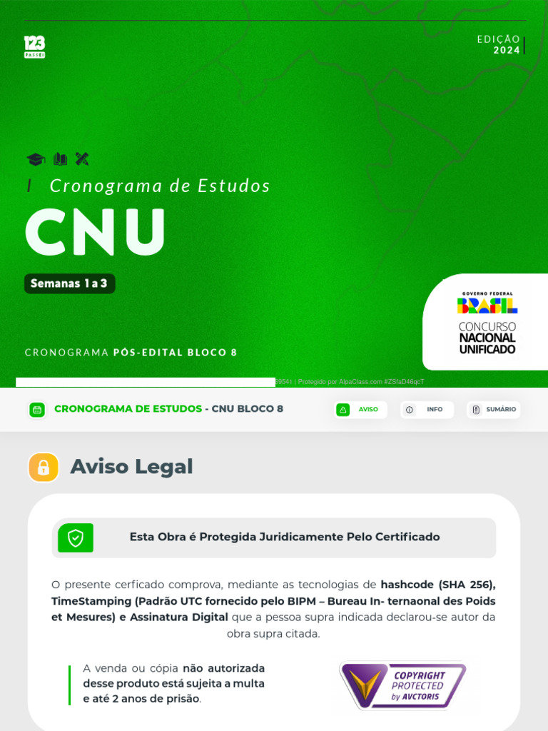 Cronograma de Estudos Cnu Pos Edital Semanas 1 A 3 | PDF