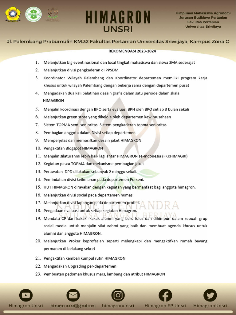 Rekomendasi Kegiatan HIMAGRON 2023-2024 | PDF | Seni