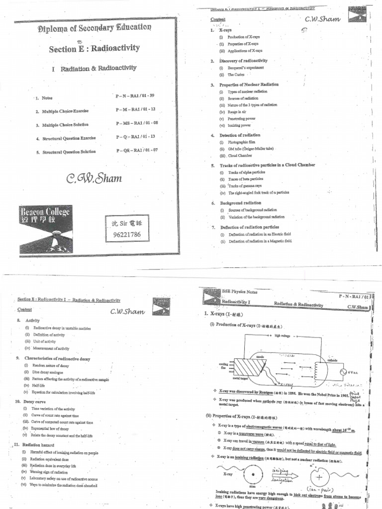 CW Sham Notes - Chp5 - Radioactivity | PDF