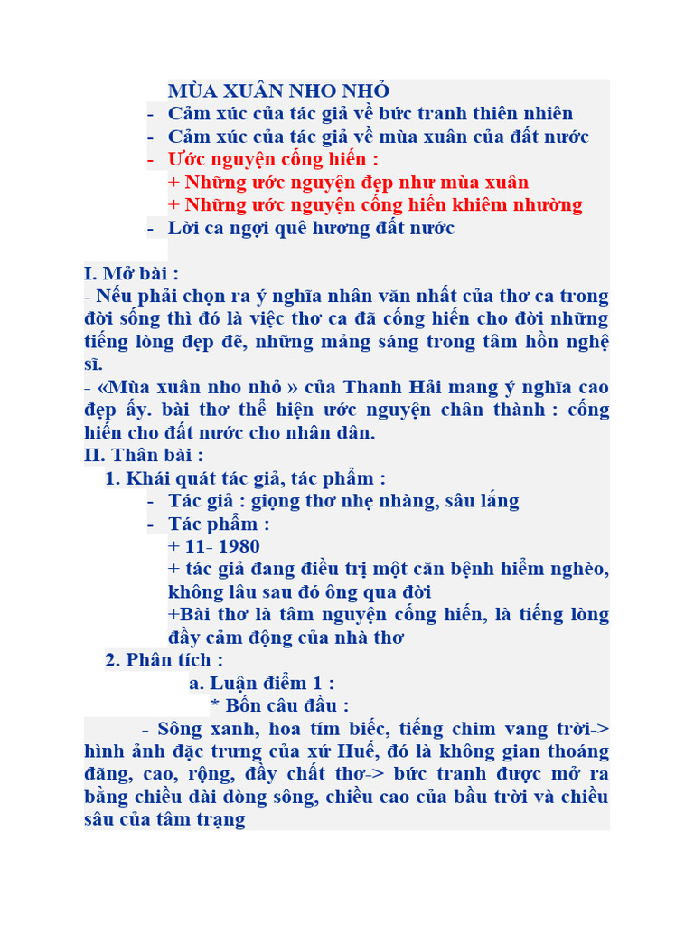 Mua Xuan Nho Nho Vieng Lang Bac Sang Thu | PDF