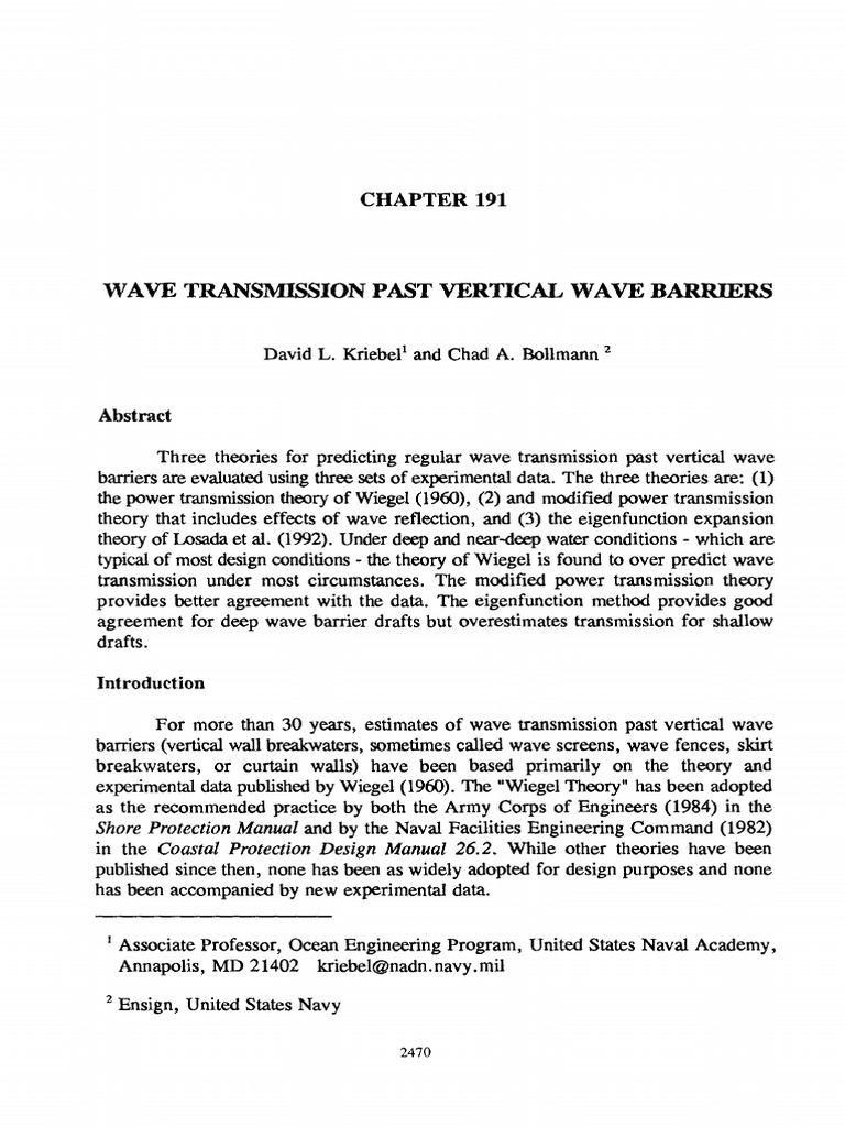 Wave Transmission Past Vertical Barriers | PDF | Waves | Equations