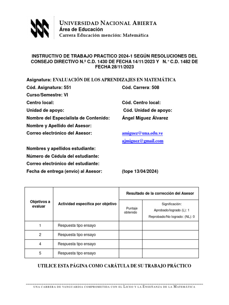 551 TPS 2024 1rev | PDF | Evaluación