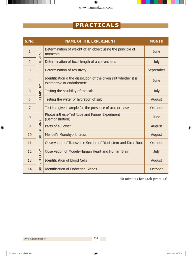 Namma Kalvi 10th Science Practical Manual English Medium 221427 | PDF | Weight | Optics