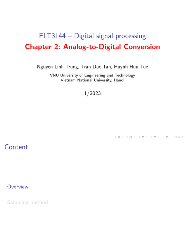 Chapter 2 Slides | PDF | Sampling (Signal Processing) | Analog To Digital Converter