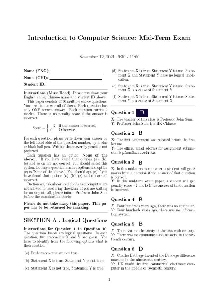 Chunghsing2021 Mid Term | Download Free PDF | Logic Gate | Office Equipment