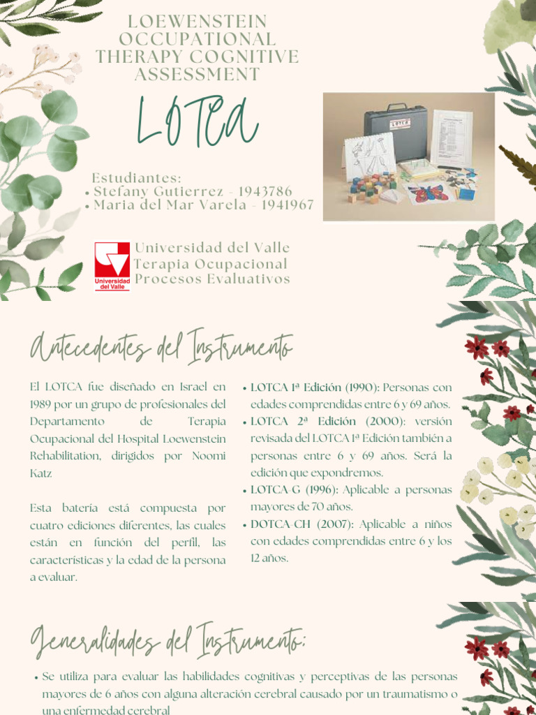 Evaluación Cognitiva LOTCA | PDF | Terapia ocupacional | Mano