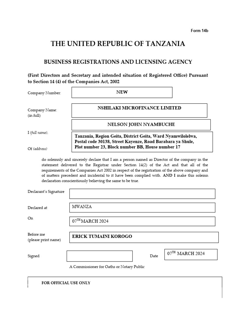 Tanzania Business Registration | PDF
