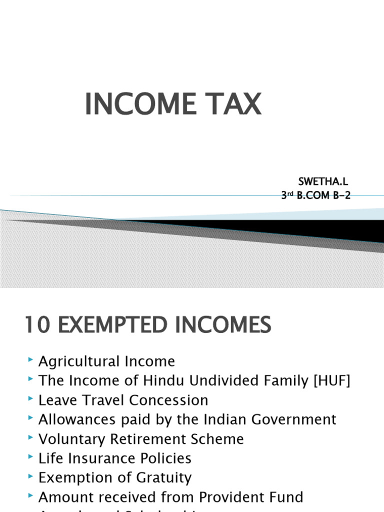 Income Tax-Ppt - Swetha | PDF | Taxes | Employment