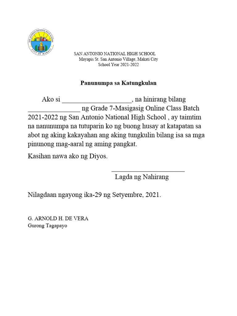 Panunumpa Sa Katungkulan | PDF